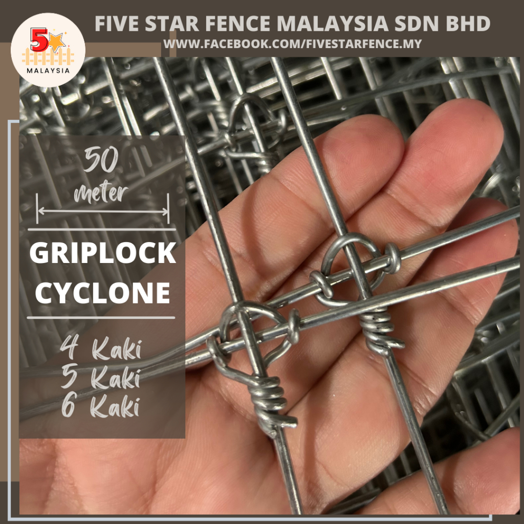 Gi Galvanised Grip Lock Cyclone Fence Pagar Kambing Lembu Pagar Kebun 6 ...
