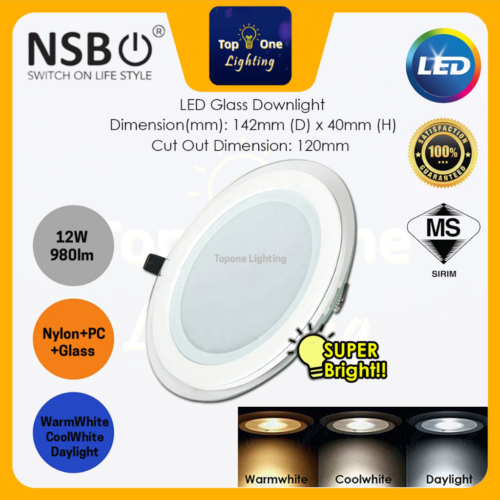 NSB LED Downlight 5" 6" 12W 18W NSB GLASS DOWNLIGHT R34-128R R34-129S ...