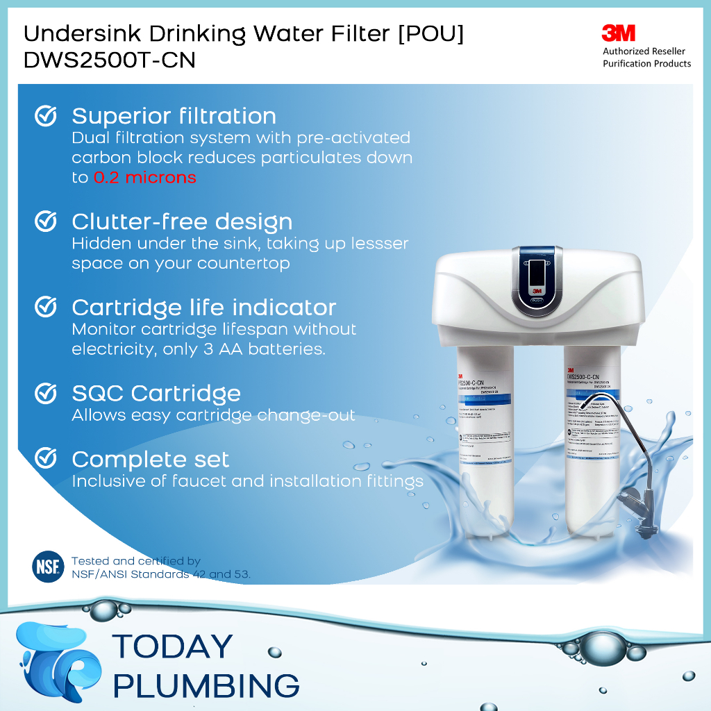 3M DWS2500T-CN Undersink Drinking Water Filter System Point-of-Use | Shopee Malaysia
