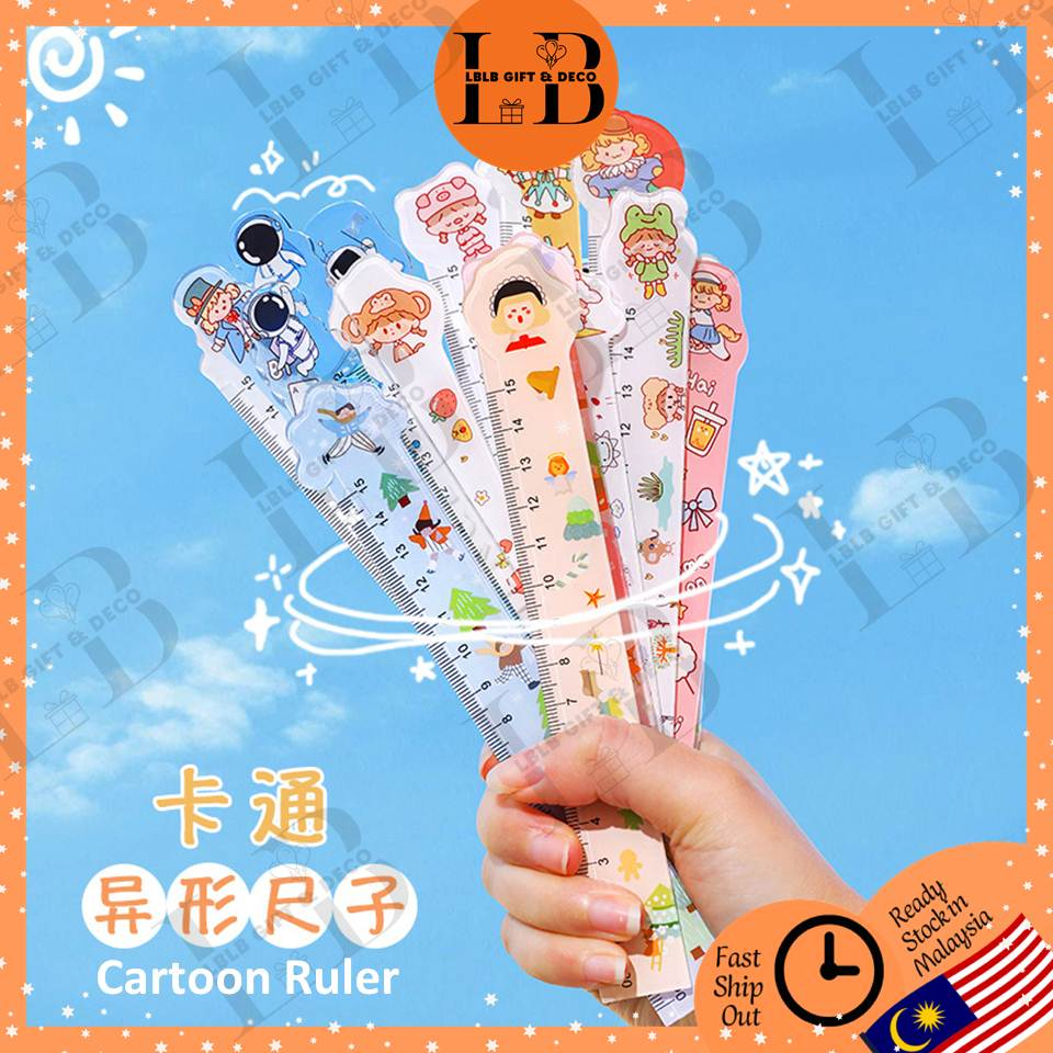 15cm Cute Cartoon Kids Ruler Plastic Ruler Student Ruler Pembaris Lukis ...