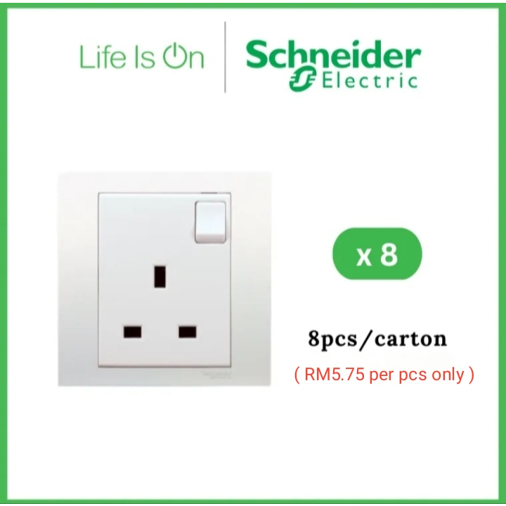 ( SIRIM ) Schneider Vivace Series KB15_WE 13A 1 Gang Switch Socket ...