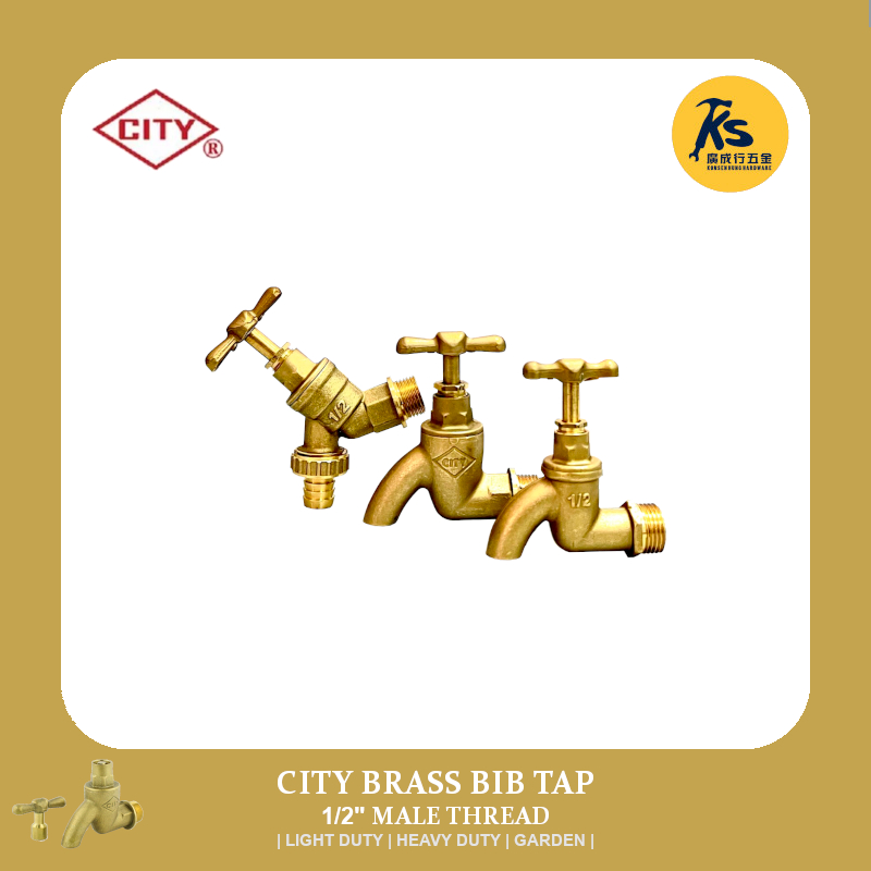 CITY Brass Bib Tap 1/2" Male Thread ( LIGHT DUTY | HEAVY DUTY | GARDEN ...