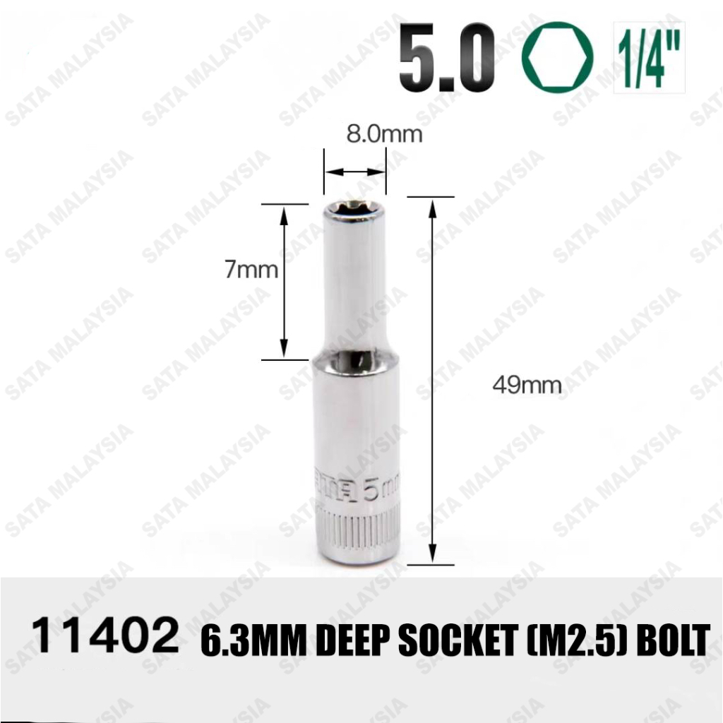 1/4" 3/8" 1/2" SATA DR. 6PT. Deep Socket/Soket Panjang SATA/CR-V Long Socket/Socket Box/SATA ...