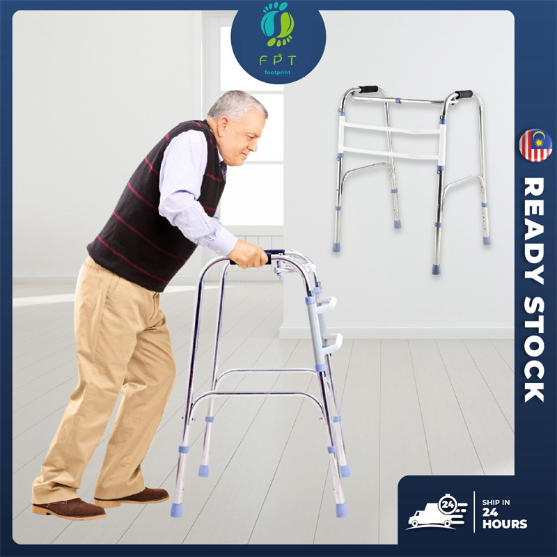 【FPT】Light Weight Stainless Steel Foldable Walking Frame Tongkat Bantu ...