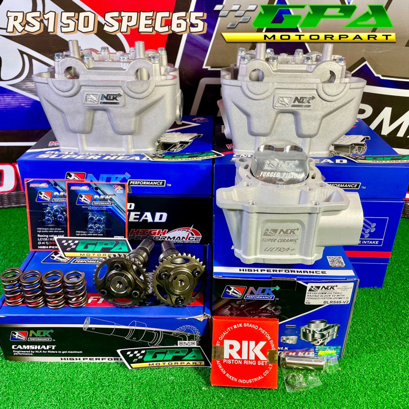 NLK PERFORMANCE TOP COMBO SET SPEC 65 RS150 RSX150 SUPERHEAD V5 CAMSHAFT N3+ BLOCK V2 65MM SUPER ...
