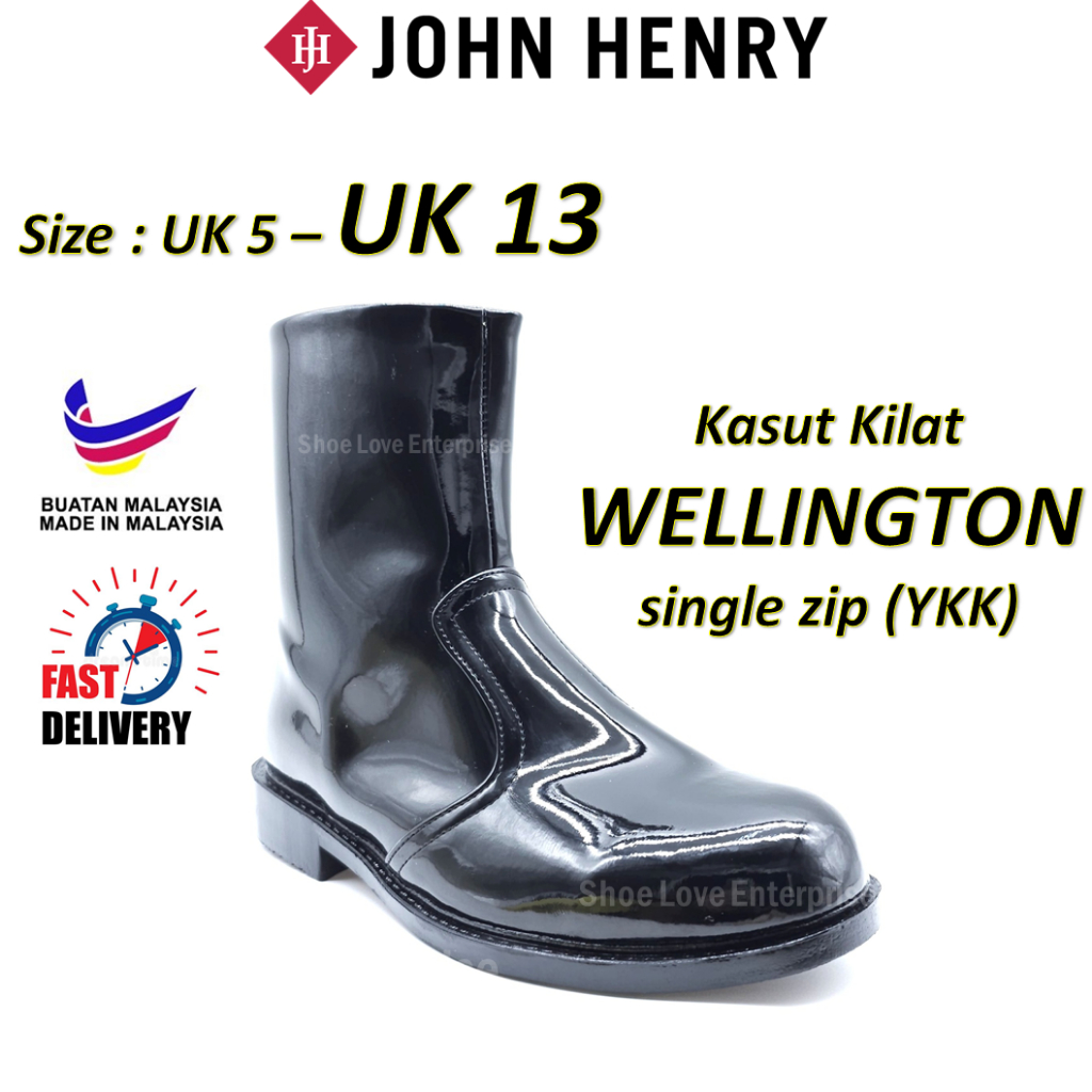 🔥READY STOCK🔥 Kasut Wellington Polis Kilat Single Zip PDRM ATM Tentera ...