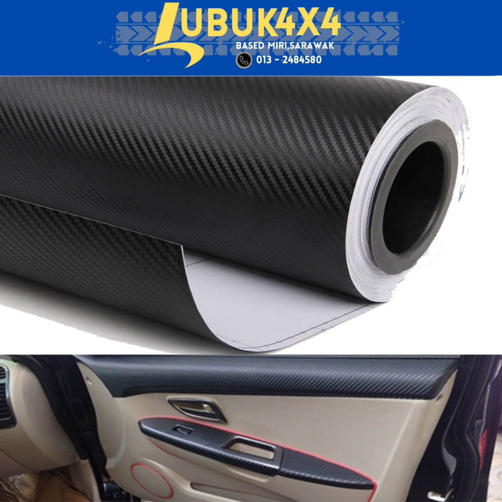 3D BLACK MATT Fiber Carbon Sticker 100CM X 150CM For Car / motor ...