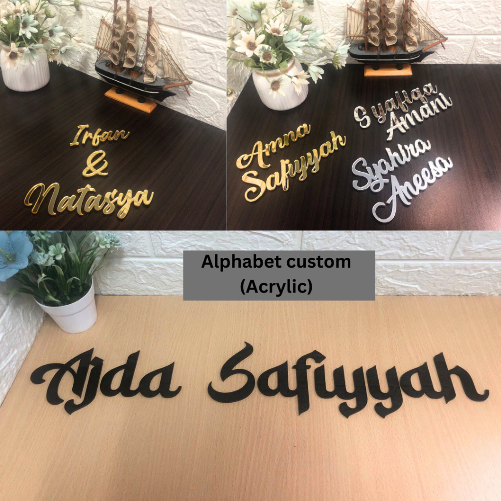 Alphabet 5cm/10cm/15cm(H) Custom Name Acrylic Letters ( Per Huruf ...