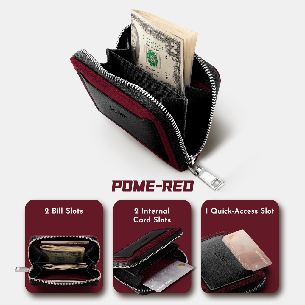 Reckless Grace Wallet - Water Repellent Polyester 900D Fabric - Zip ...