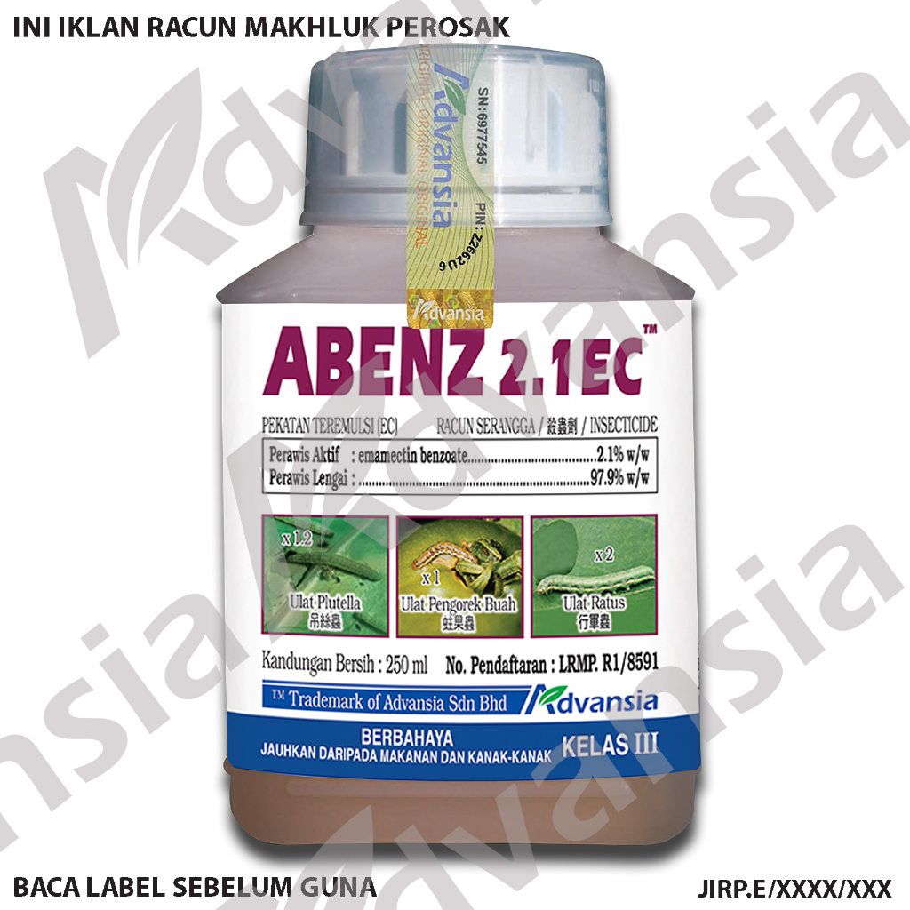 ABENZ 2.1EC/ Racun Serangga/ emamectin benzoate 2.1% w/w/ Ulat Plutella ...