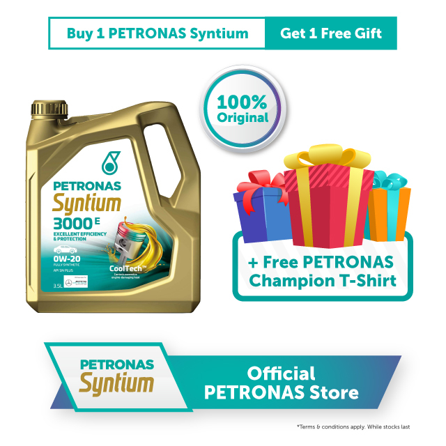 PETRONAS Syntium 3000 E 0W-20 Fully Synthetic Engine Oil API SN+ (3.5L ...