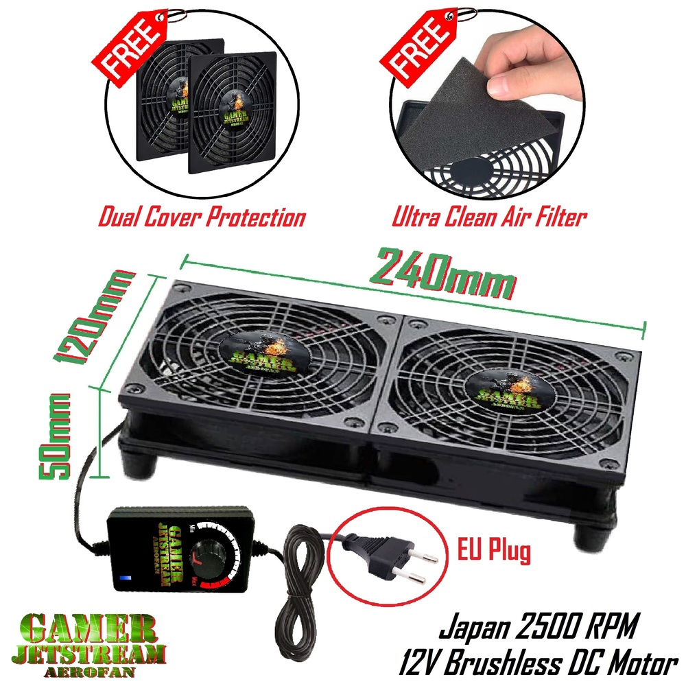 2 Fan GAMER JETSTREAM AEROFAN With&Non Speed Electric 12V Super Silent ...