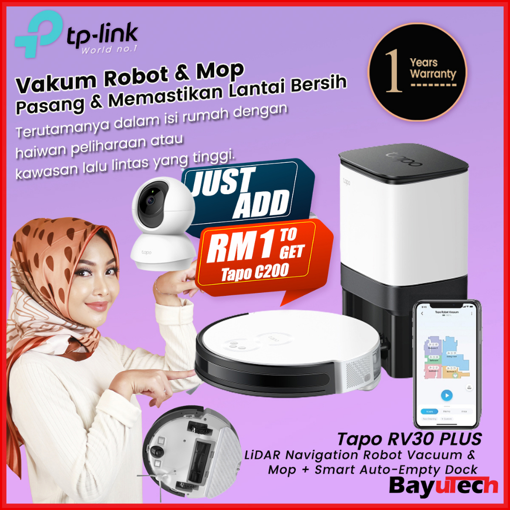 TP-Link Tapo RV30 Plus / RV30 New LiDAR + Gyro Dual Navigation Robot ...