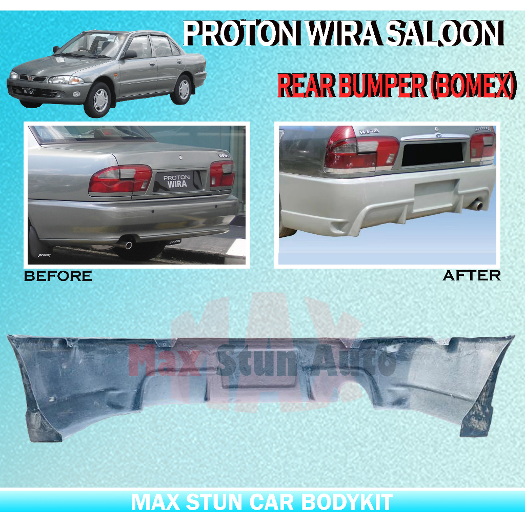 PROTON WIRA SALOON BOMEX STYLE REAR BUMPER MATERIAL FIBER BELAKANG CAR ...