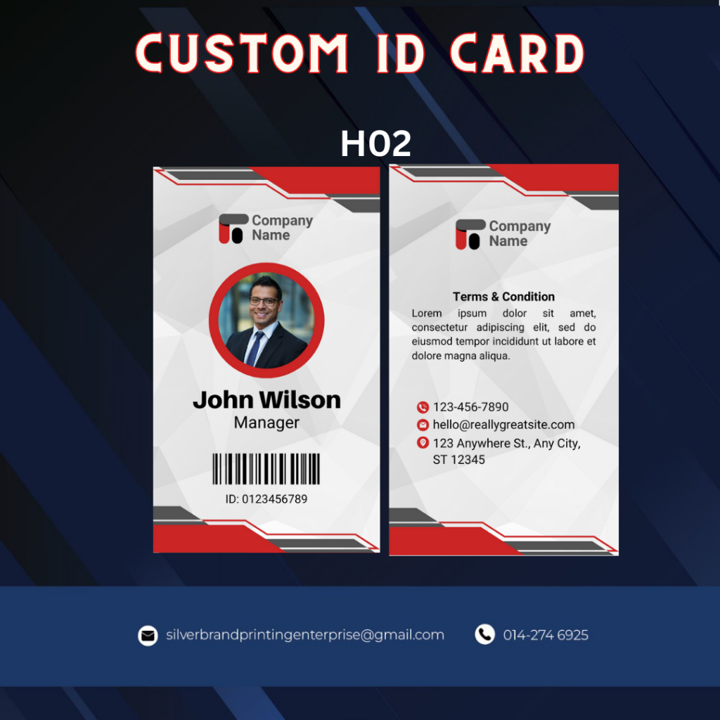 CUSTOM EMPLOYEE ID CARD / MEMBERSHIP VIP ID CARD PVC CARD FULL PRINTING ...