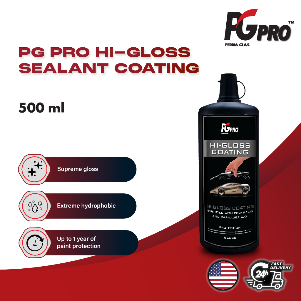 PG Pro Hi-Gloss Coating with Poly Resin & Carnauba Wax (500ml) | Long ...