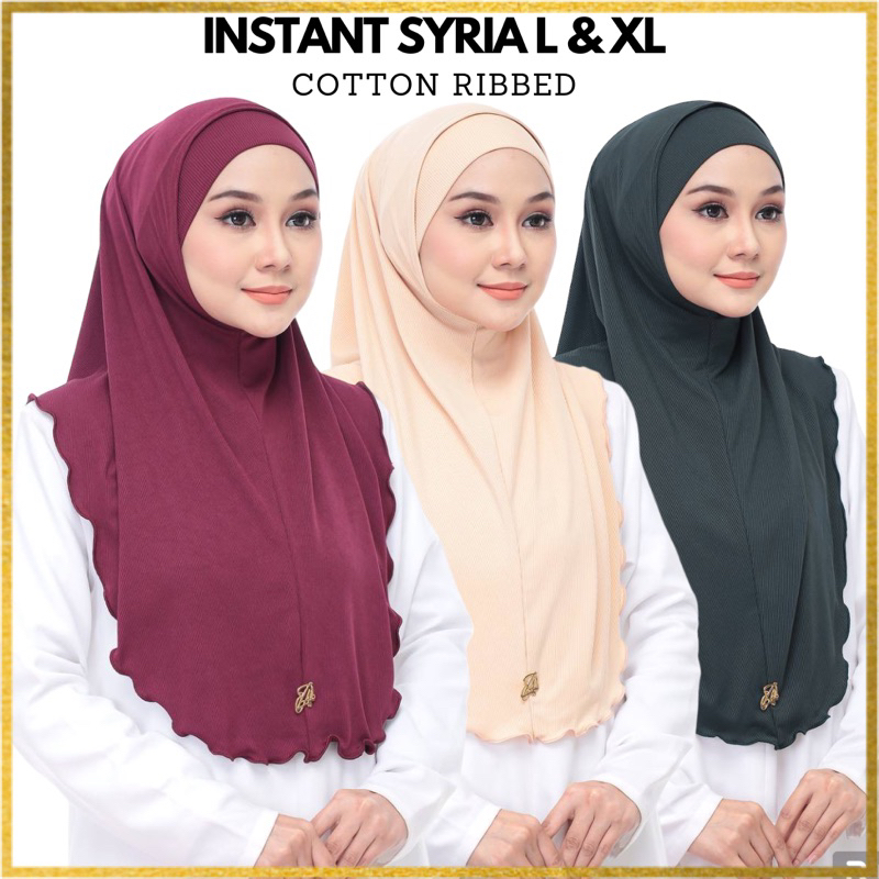 INSTANT SYRIA HIJAB JERSEY RIBBED NEW DESIGN FREE SIZE BIDANG 45 TUDUNG ...