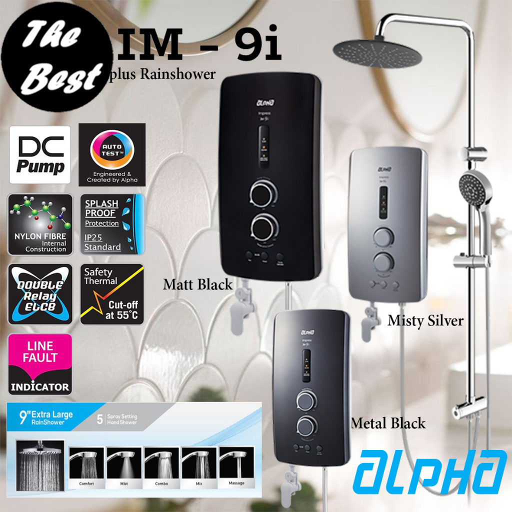 Alpha IM-9i DC Pump Instant Water Heater Plus Rainshower | Shopee Malaysia