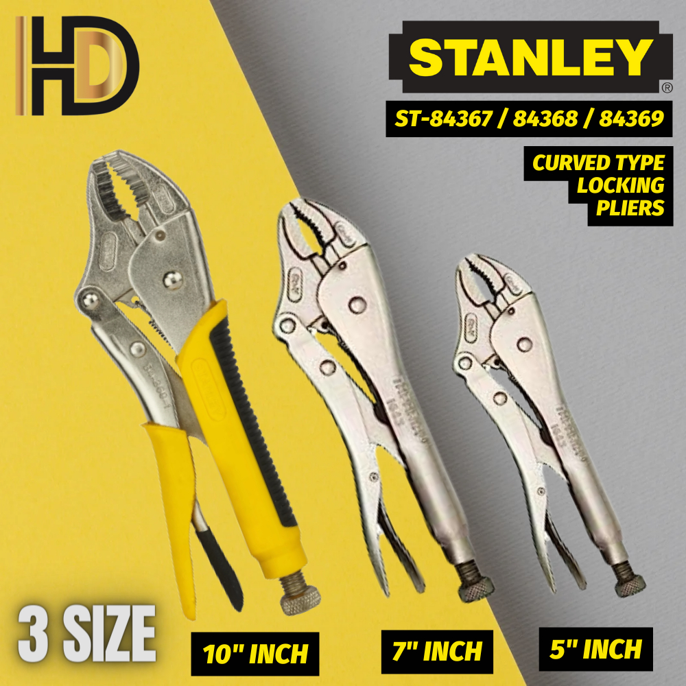 STANLEY Curved Jaw Locking Pliers / STANLEY 5" + 7" + 10" Curved Jaw ...