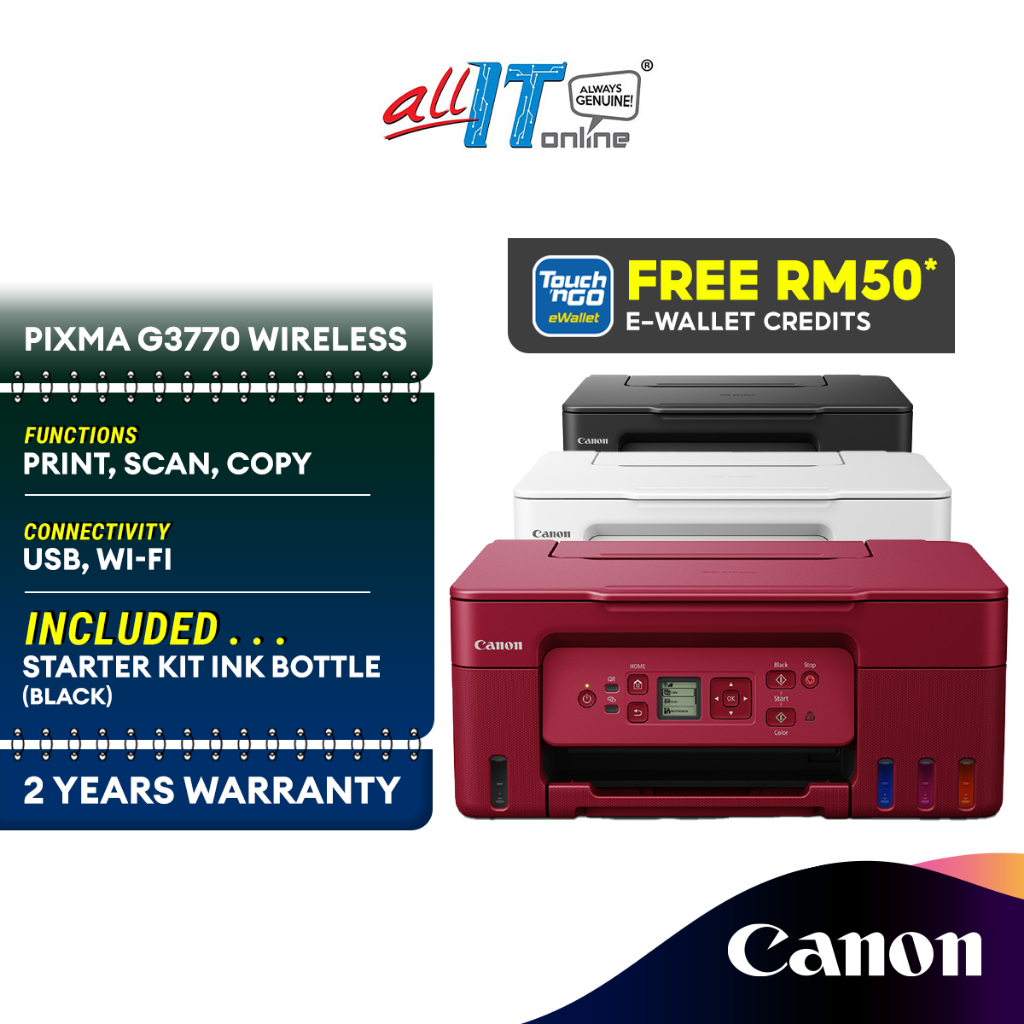 Canon PIXMA G3770 Wireless Refillable Ink Tank Printer Inkjet Printer ...