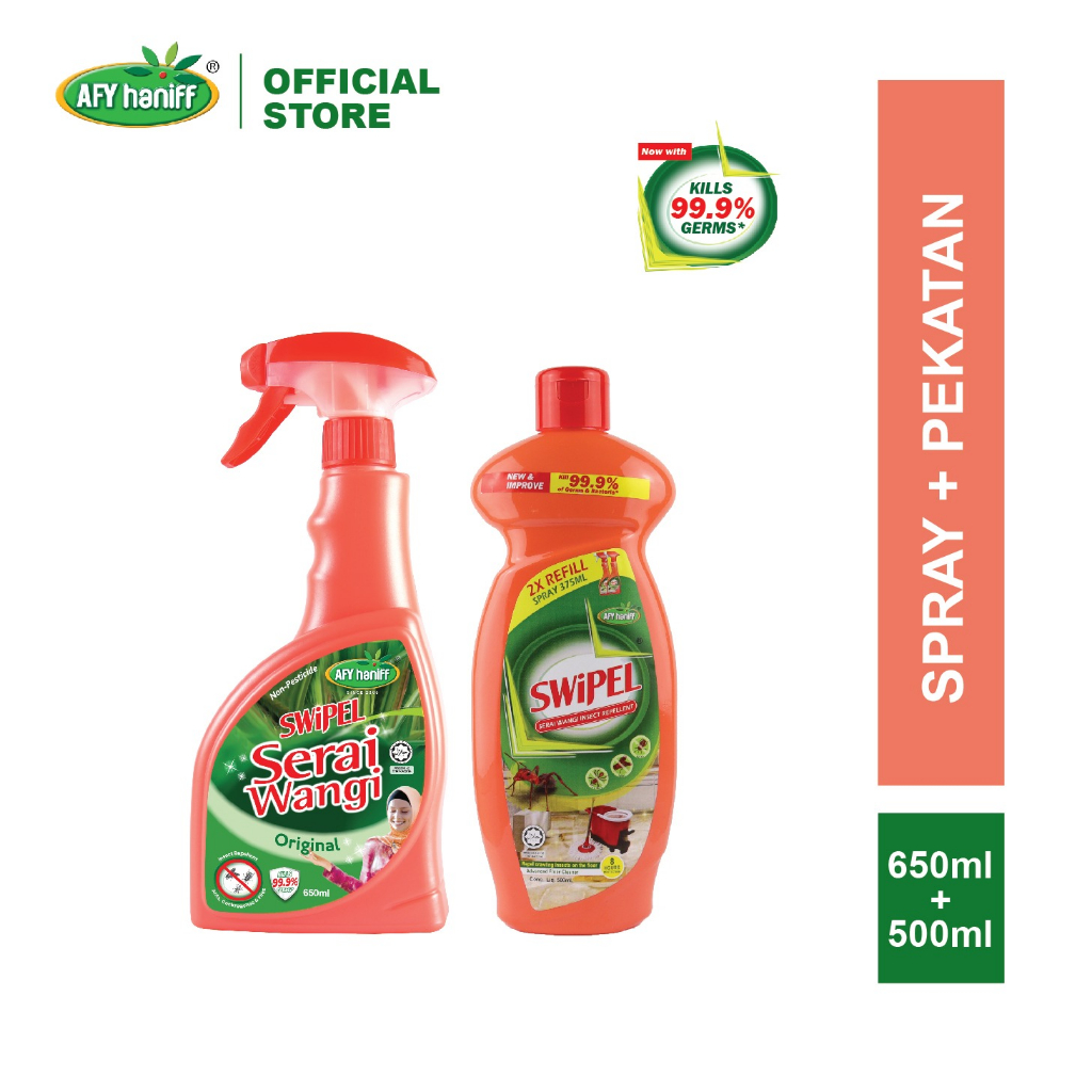 Afy Haniff SWiPEL® Kombo Spray Serai Wangi 650ml & 500ml Refill Concentrated Liquid Pembersih ...