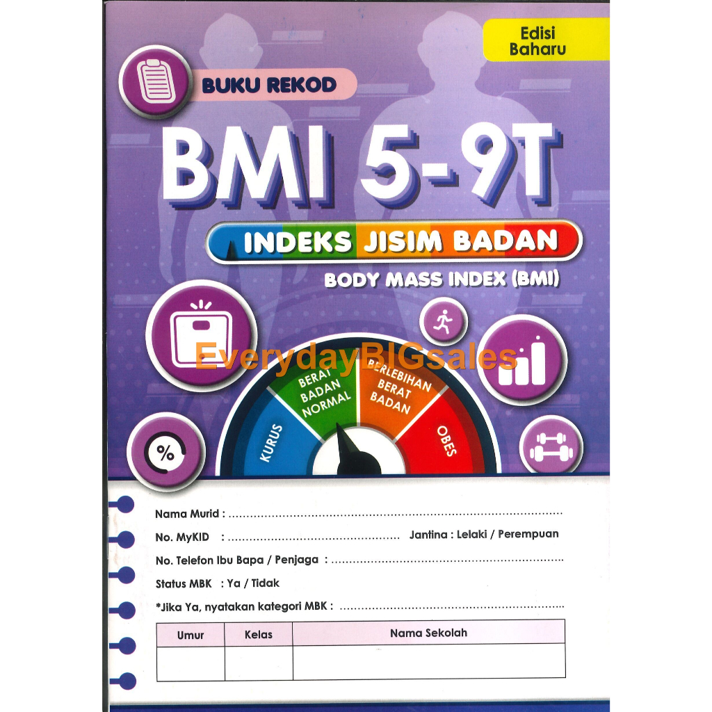HYPERSURF BUKU REKOD BMI 5-9T INDEKS JISIM BADAN | Shopee Malaysia