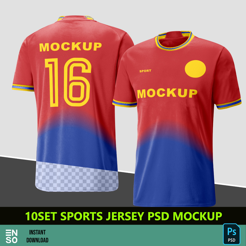 10-Set PSD Sports Jersey Mockup Template | High Quality Editable PSD ...