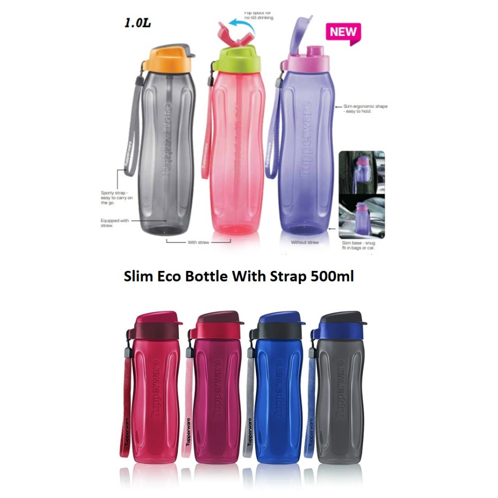 Tupperware Slim Eco Bottle 310ml/ 500ml/ 1L Bottle OR Flip Cap Only (1 ...