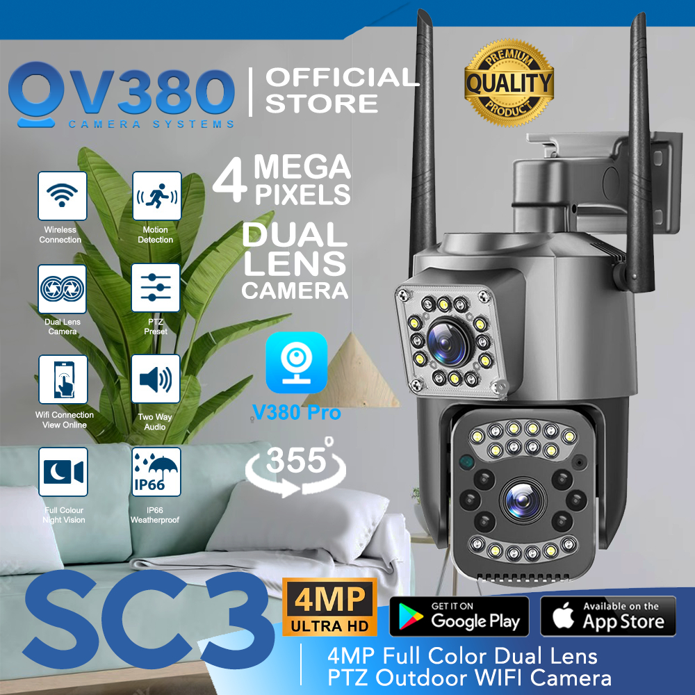 CCTV V380 SC3 4MP | Ultra HD Wireless Outdoor Dual Lens CCTV Security ...