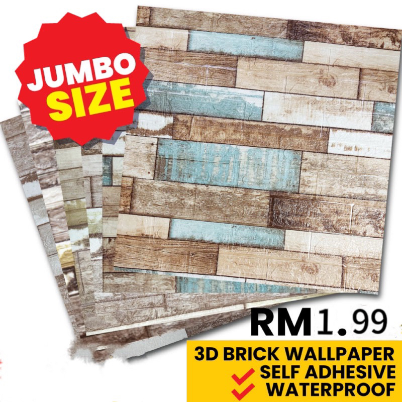 70x77cm Ready stock 3D WallPaper Dinding Sticker Brick wall paper 3d ...
