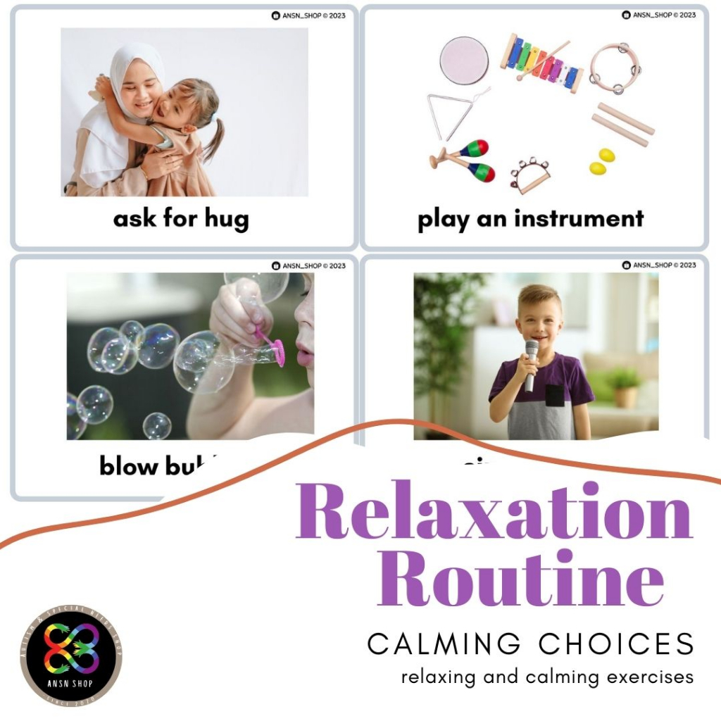 Relaxation Routine & Calming Choices (PDF) Speech Therapy / Calming ...