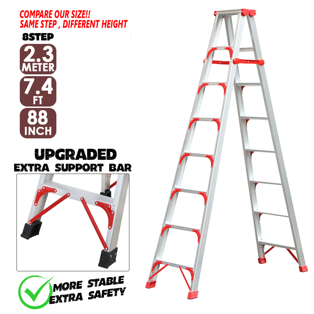 5/6/7/8 Step Ladderman Heavy Duty Aluminium Double Sided Ladder Multi ...
