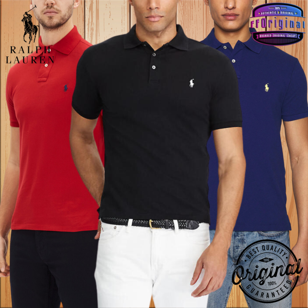 R.L POLO Shirt Short Sleeve Embroidered Logo Cotton Slim Fit Men Polo ...