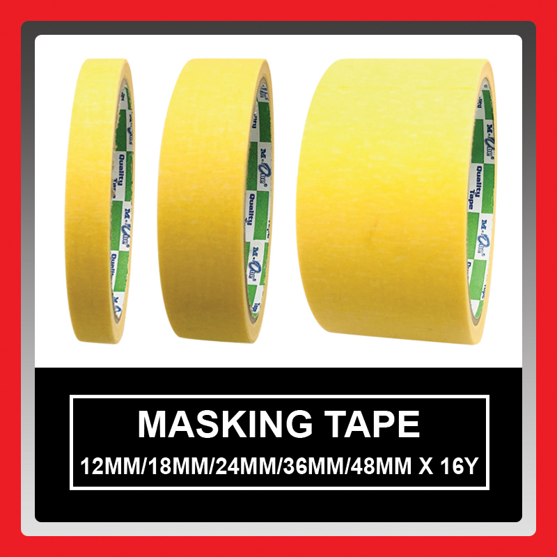 M-ONE (CARTON) Masking Tape Kuning 12mm / 18mm / 24mm / 36mm / 48mm x ...