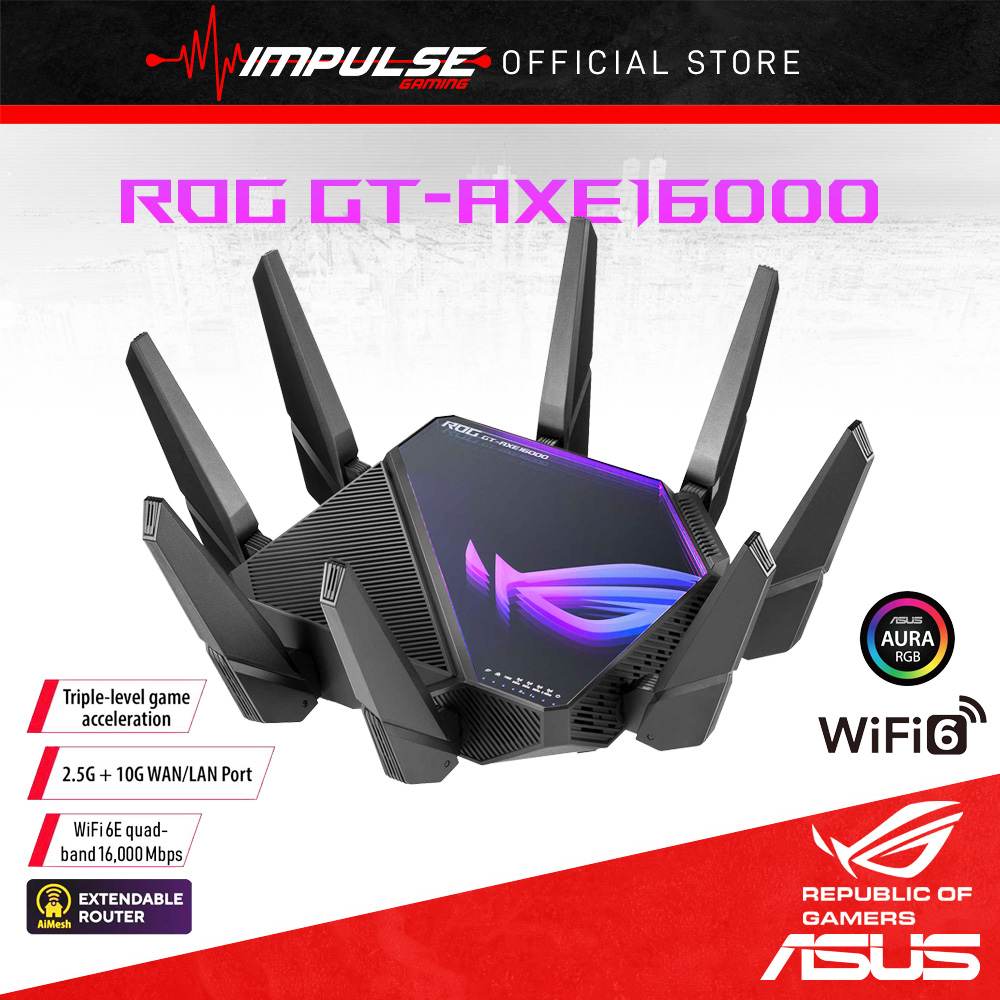 ASUS ROG Rapture GT-AXE16000 Quad-band WiFi 6E 802.11ax Gaming Router ...