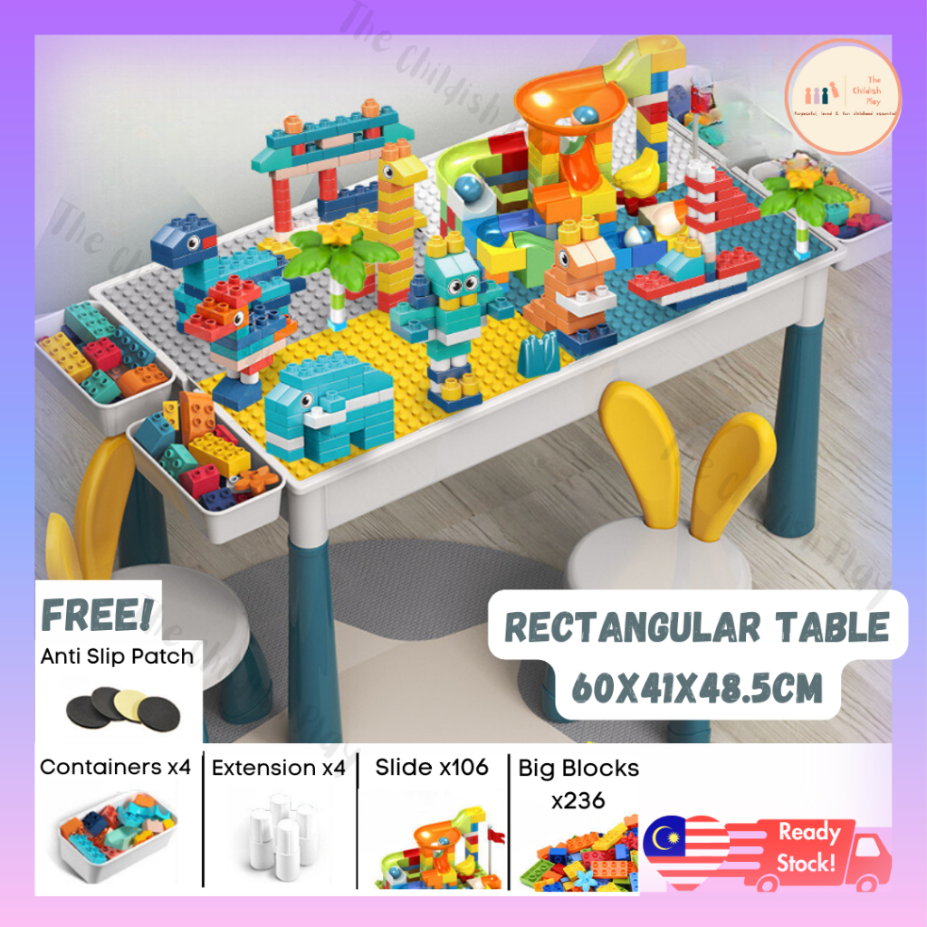 XL Size Multi Functional Child Sized Learning Table Desk Sand Water Play Activity Brick Toys 积木桌 ...