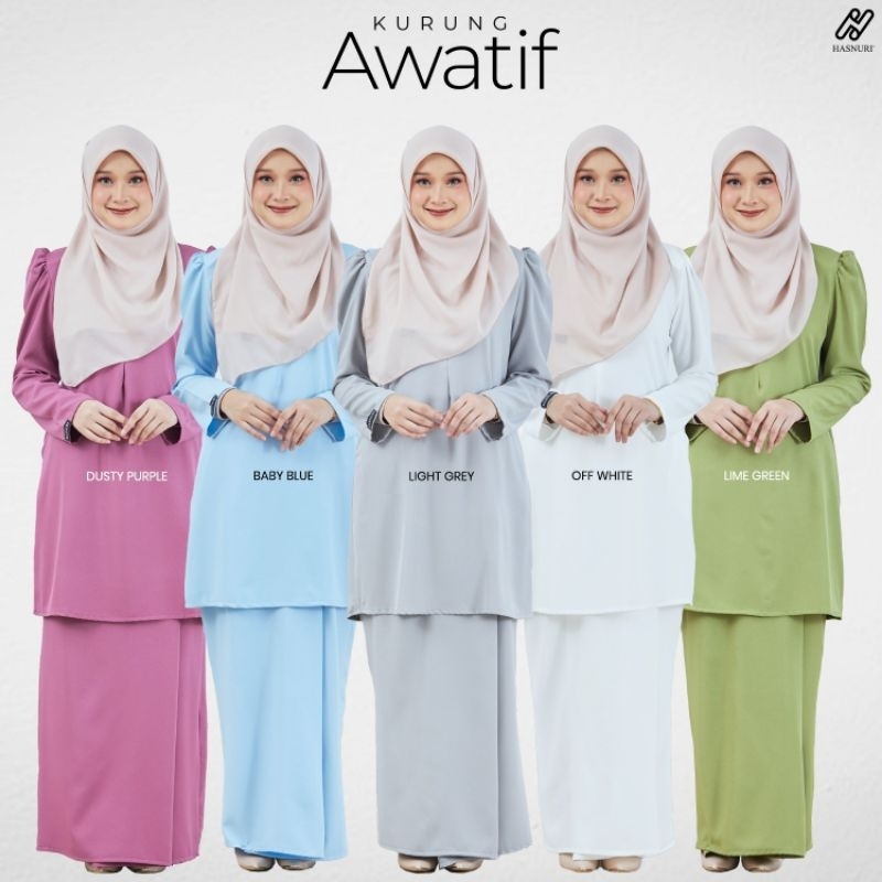 KURUNG AWATIF Como Crepe Series Puff di kiri kanan bahu Mesra menyusu ...