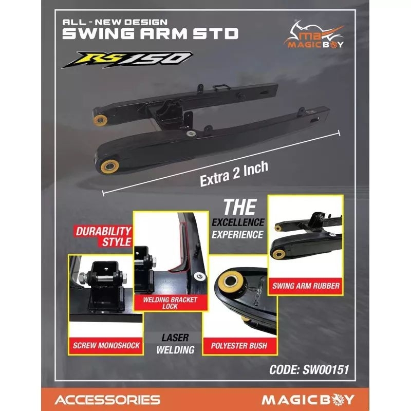 *READY STOCK* SWING ARM ORIGINAL MAGIC BOY MB01 RS150/Y15ZR BLACK ...