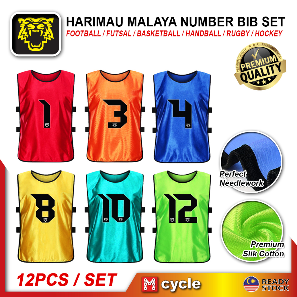 HARIMAU MALAYA Number Bib Single Cotton 12 pcs Set Senior Junior ...