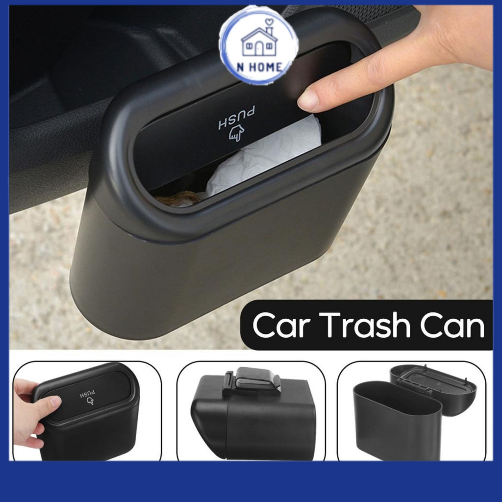 NHOME Car Rubbish Bin With Lid Cover Holder CAR Dustbin Trash Can Tong ...