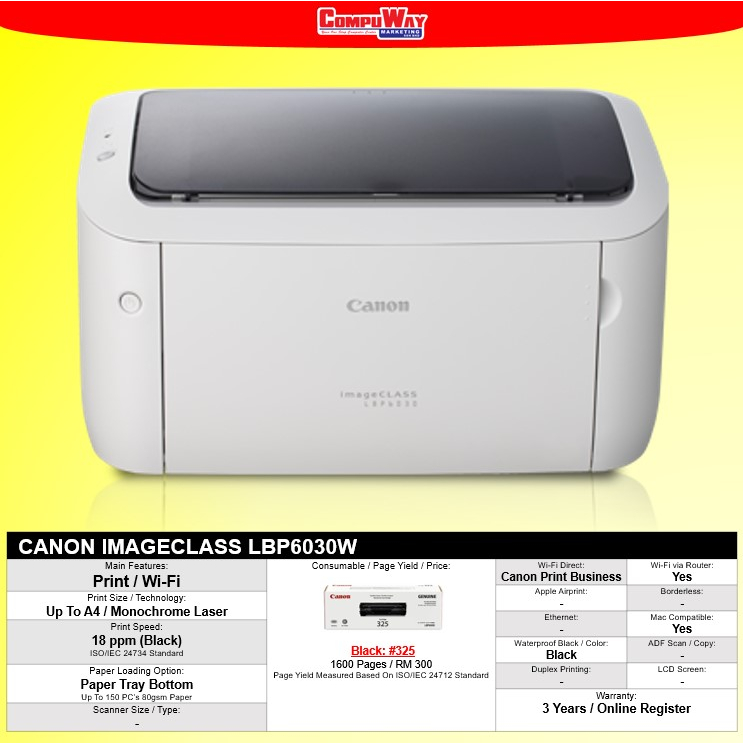 CANON LBP-6030W MONO A4 LASER PRINTER | Shopee Malaysia