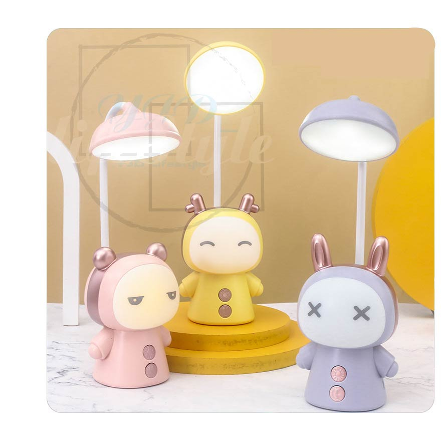Cute Emoji LED Table Lamp Recharge Night Light / Moon Light Lampu Meja ...