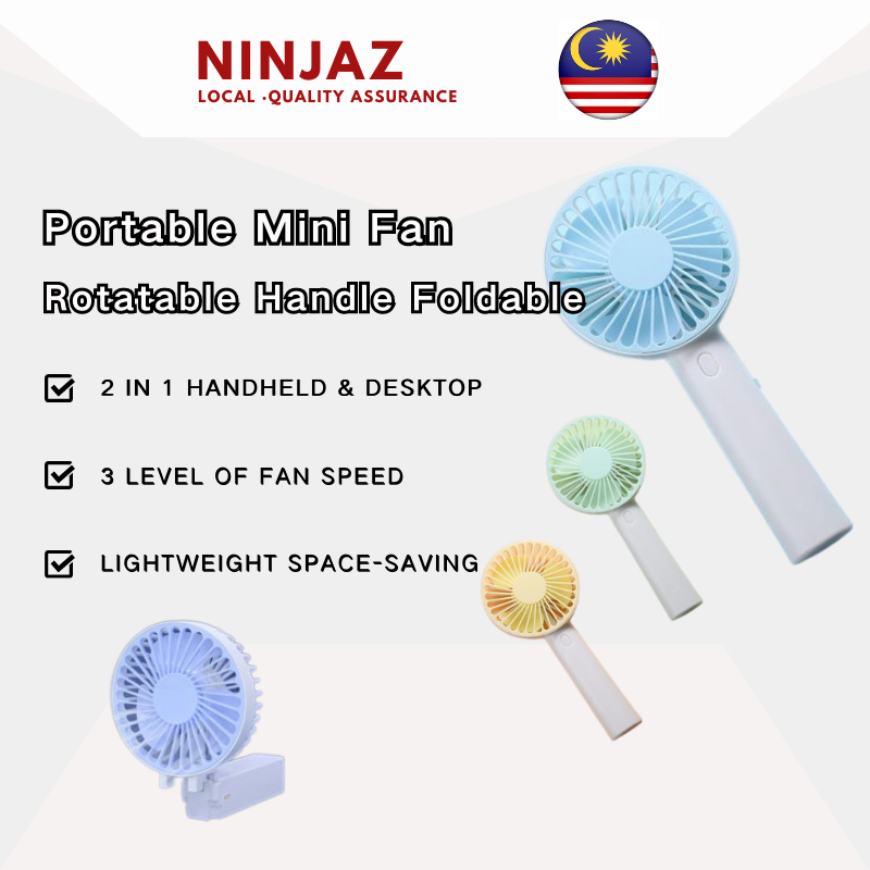【24HR SHIPPING】Rotatable Handy Fan Portable One Handle Foldable Mini ...
