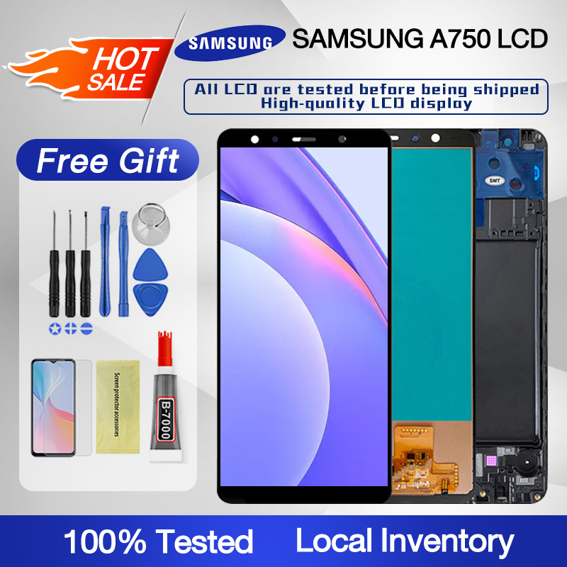 TFT LCD with Frame Compatible For SAMSUNG A7 2018/ A750 LCD Display Touch Screen Digitizer Skrin ...