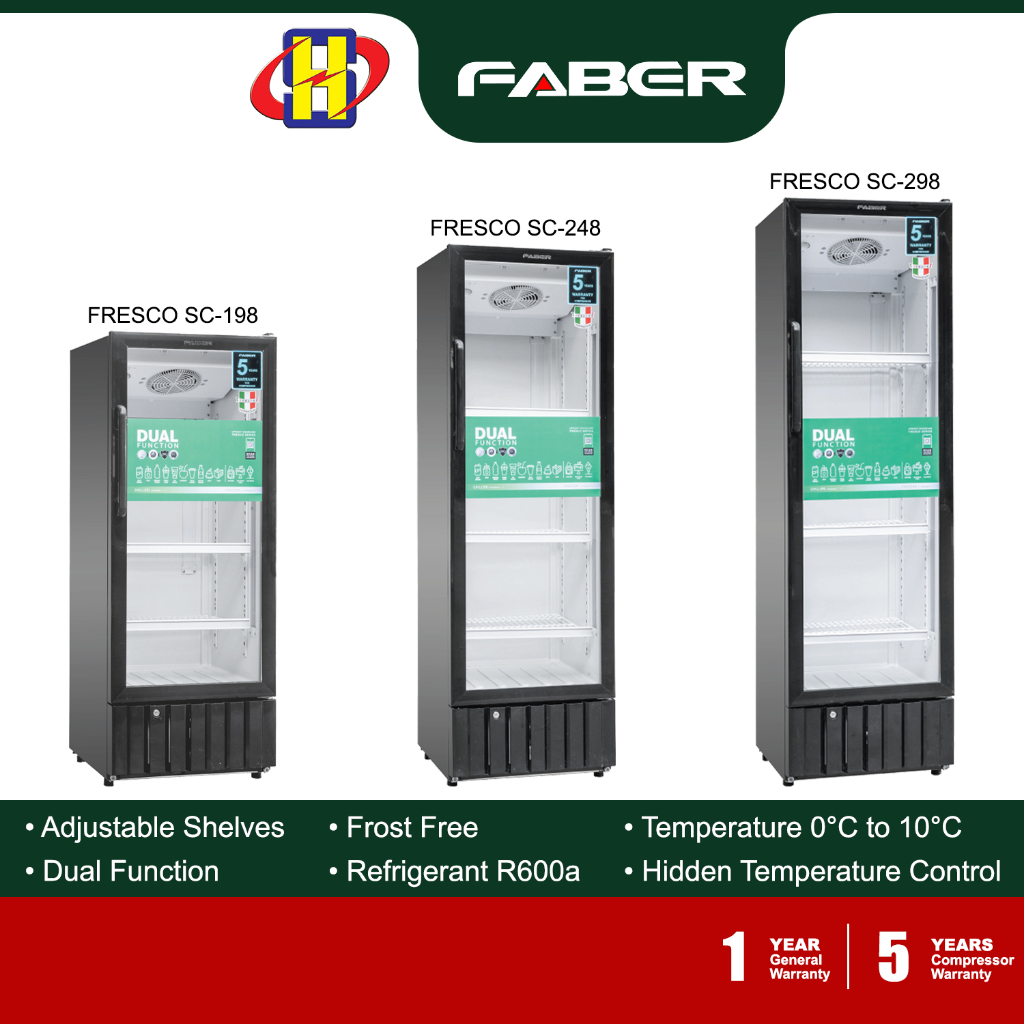 Faber Showcase Refrigerator (190L-280L) Chiller Fridge FRESCO SC-198 ...