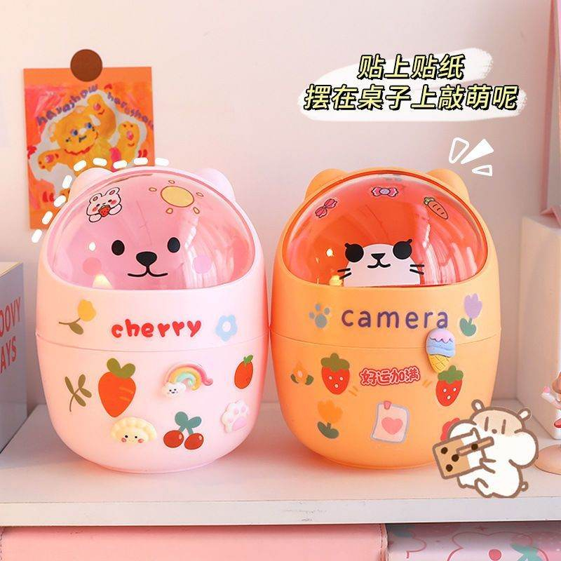 Simple DIY Plastic Mini Cute Bear Table Trash Can Tabletop Desktop Mini ...