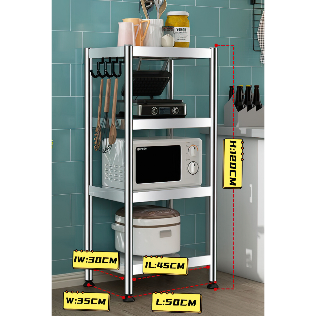 Easy Stainless Steel Kitchen Storage Rack Kitchen Shelf Microwave Rack ...
