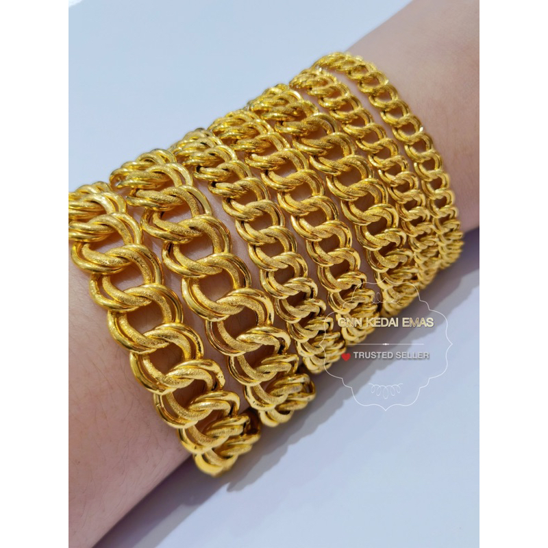 EMAS 375 RANTAI TANGAN COCO Hollow Besar 375GOLD BRACELETS | Shopee ...