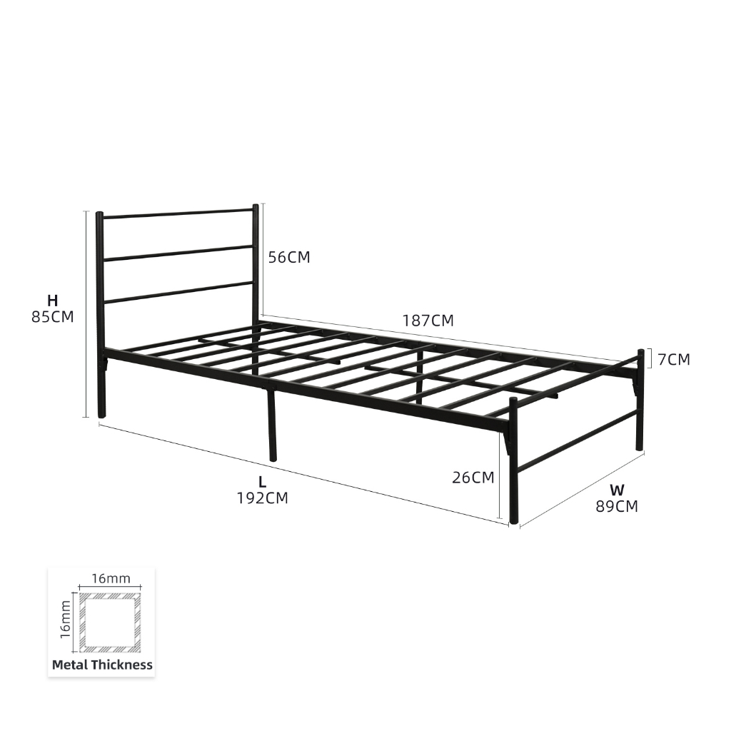 KitchenZ 3V Single Bed Frame Katil Besi Katil Kayu Katil Murah Powder ...