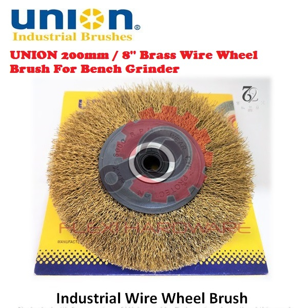 UNION 200mm / 8'' Brass Wire Industrial Wheel Brush For Bench Grinder ...